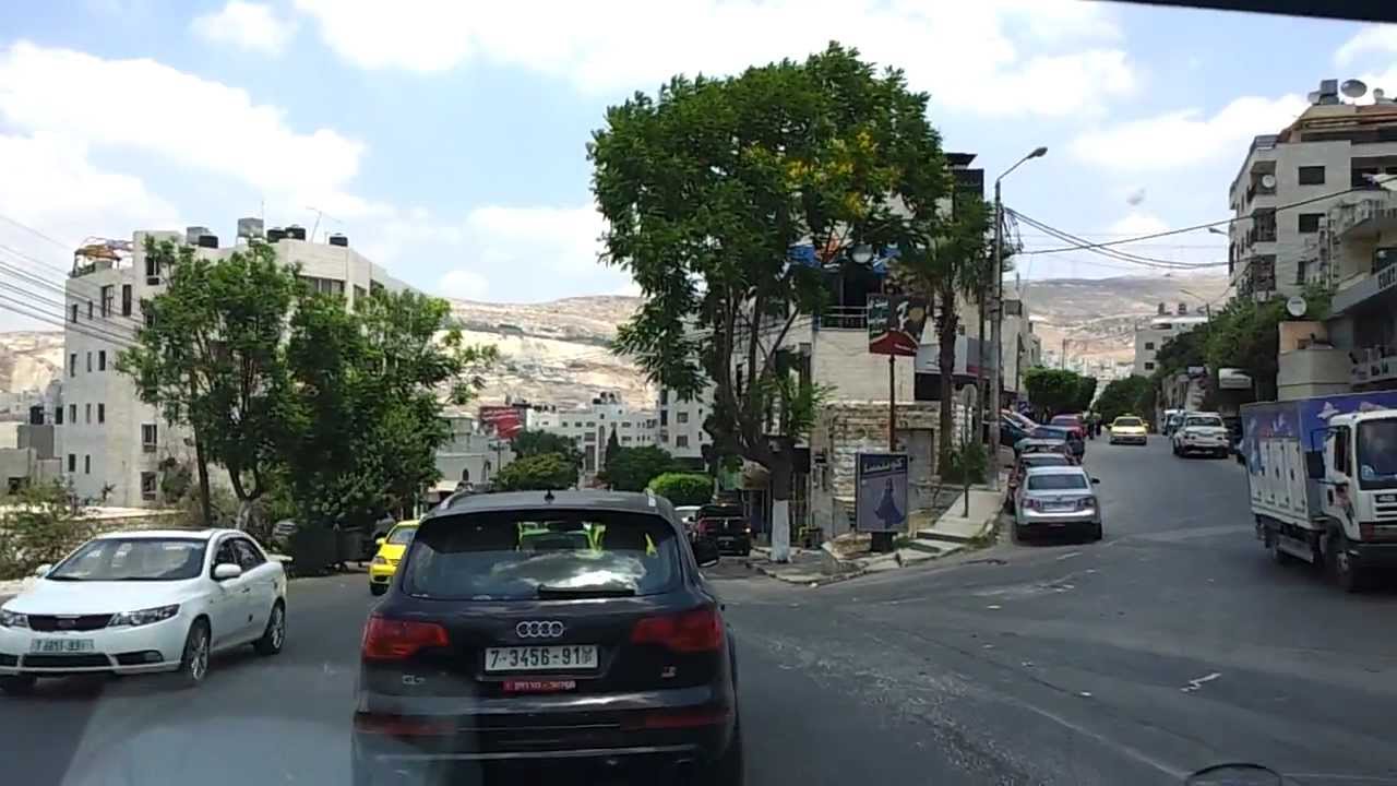Driving through the streets of Nablus, West Bank, Palestine. 05.07.2012 ...