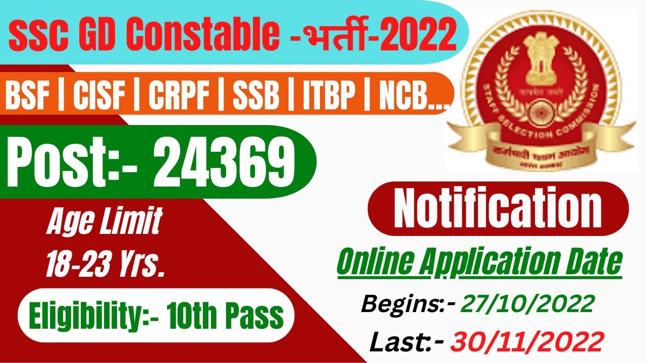 SSC GD Constable Recruitment 2022 | Notification 2022 | 24369 Vacancies ...