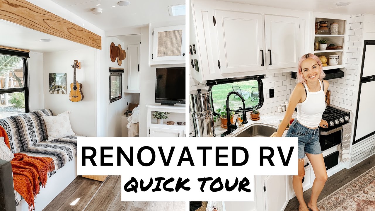 RV TOUR - DIY Renovated Boho Travel Trailer Quick Walkthrough - YouTube