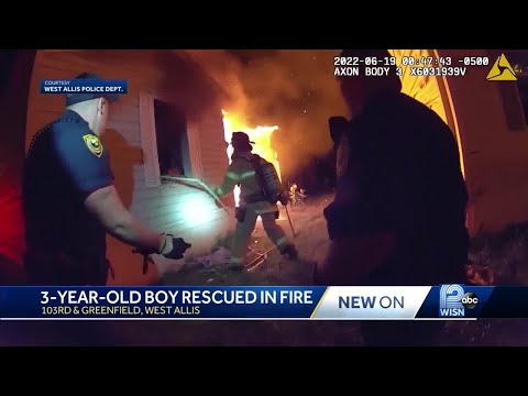 Amazing fire rescue captured on police body camera video - YouTube