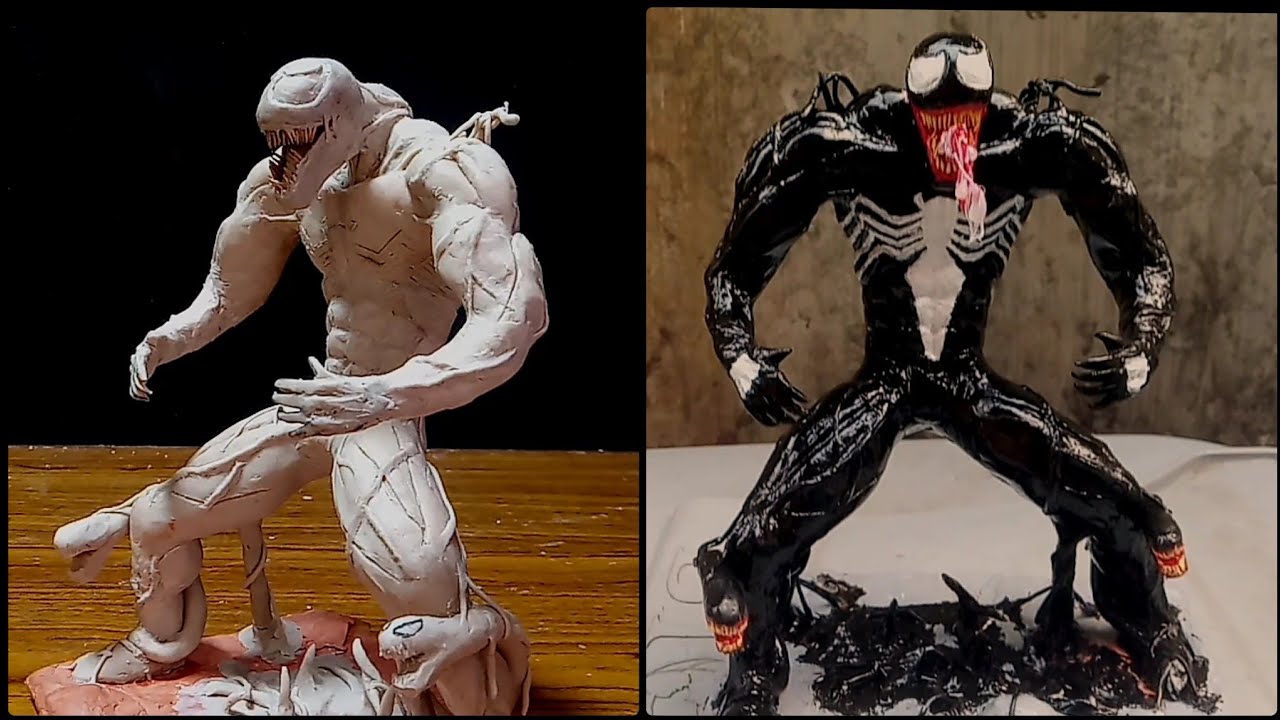 membuat action figure dari clay tepung | sculpting venom marvel comic ...
