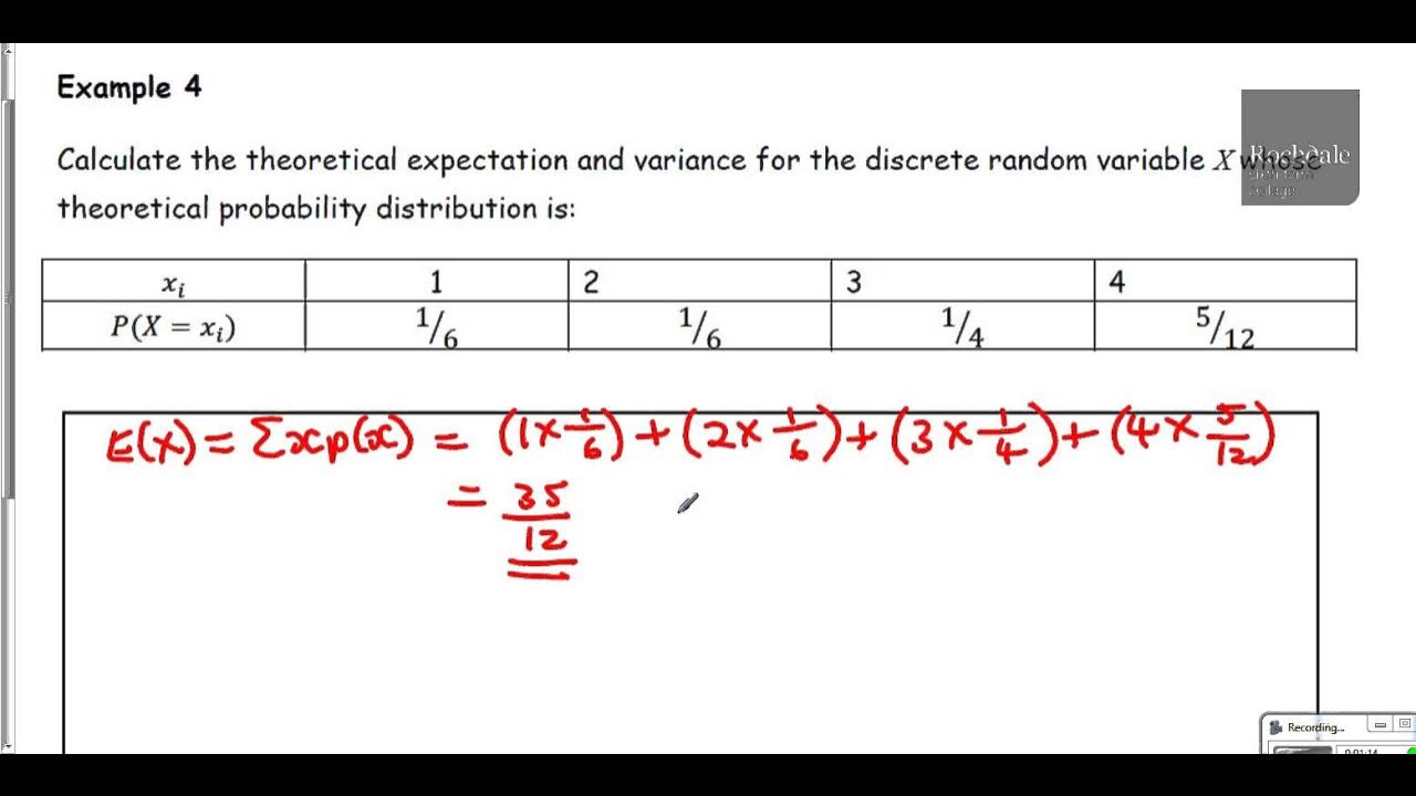 S1 Discrete Random Variables Example 4 - YouTube