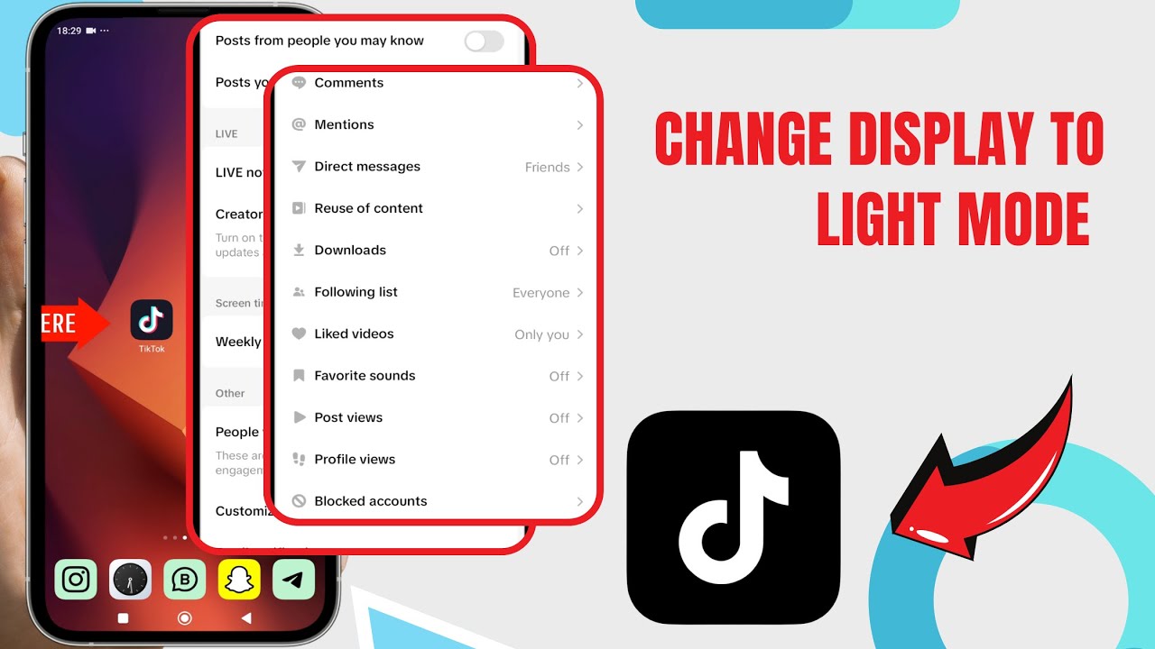 Change Display To Light Mode On Tiktok. |Technologyglance - YouTube