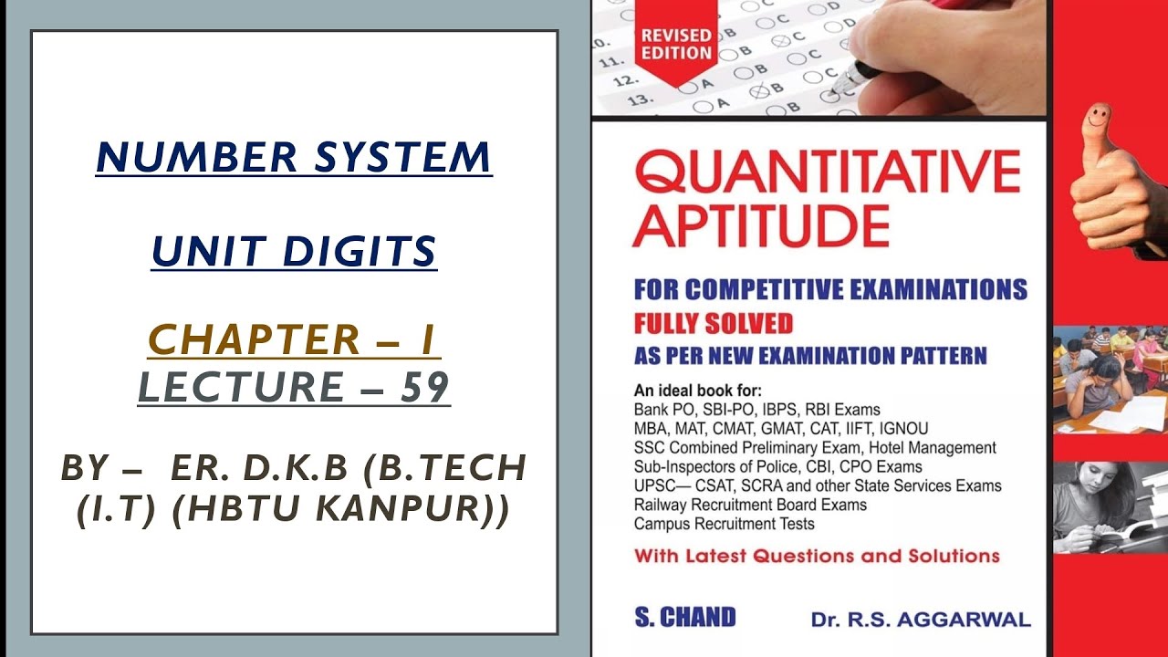 number system |rs aggarwal | quantitative aptitude| unit digit ...