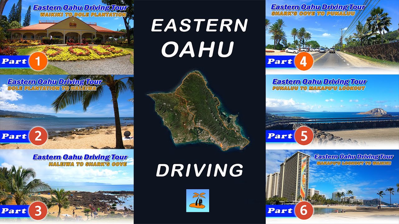 OAHU ISLAND DRIVING TOUR 🌈 Combined Pt 1 to Pt 6 🌴 Hawaii 4K Driving ...