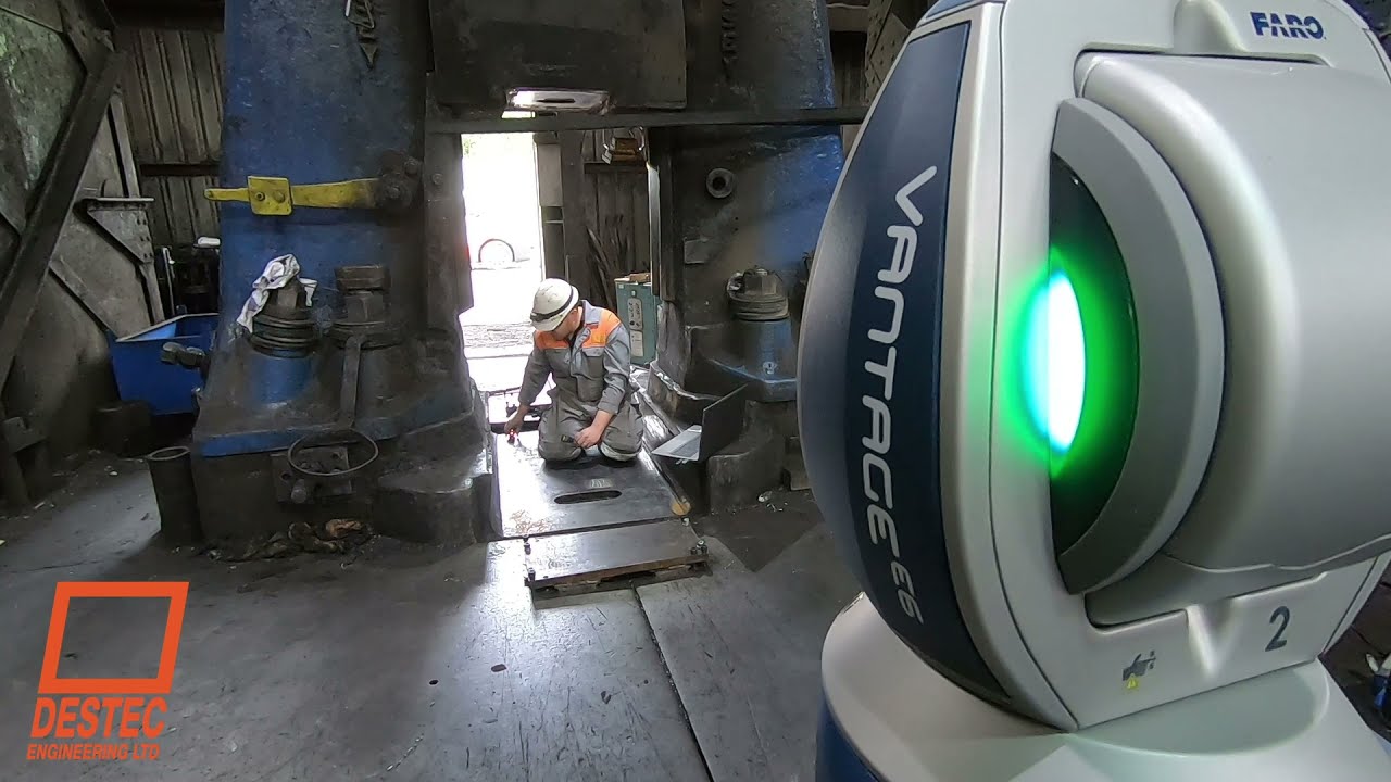 Destec on-site milling of forge hammer bed - YouTube
