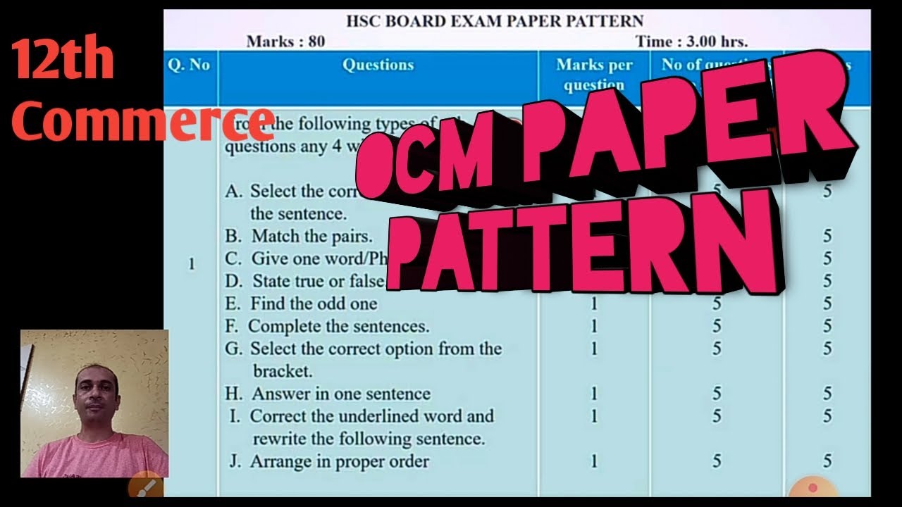 OCM Paper Pattern --12th Commerce - New Syllabus- Tentative - YouTube