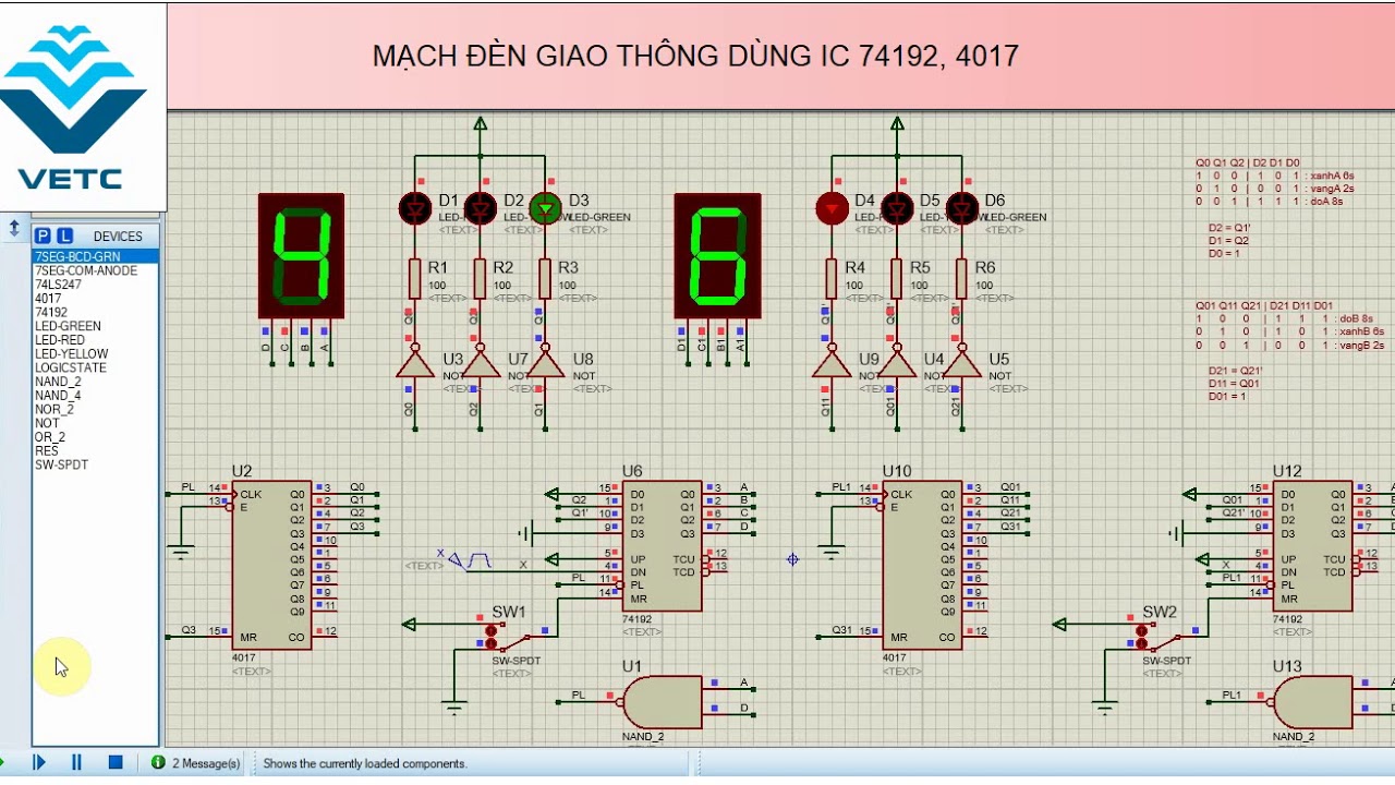 Đèn giao thông dùng IC số 74192, 4017 - YouTube