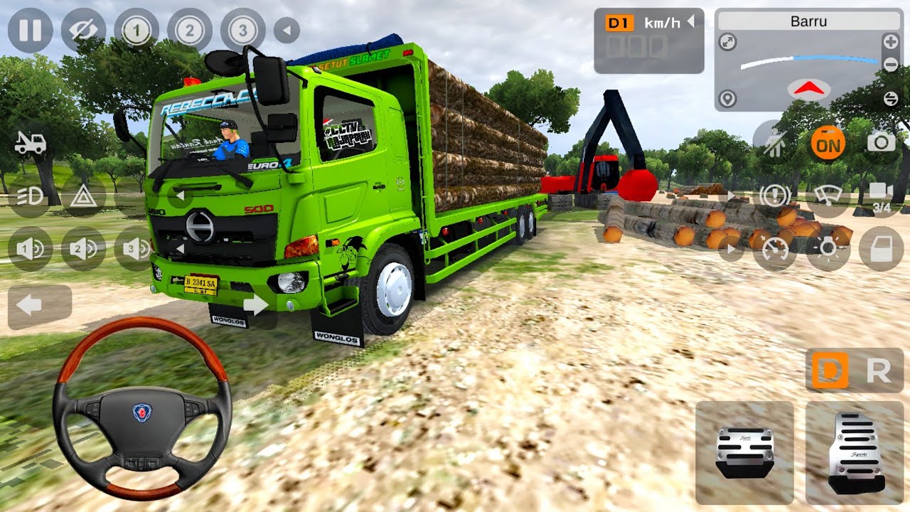 Game Truk Hino Mengangkut Kayu Dari Penebangan Liar Di Hutan l Mod Bus ...