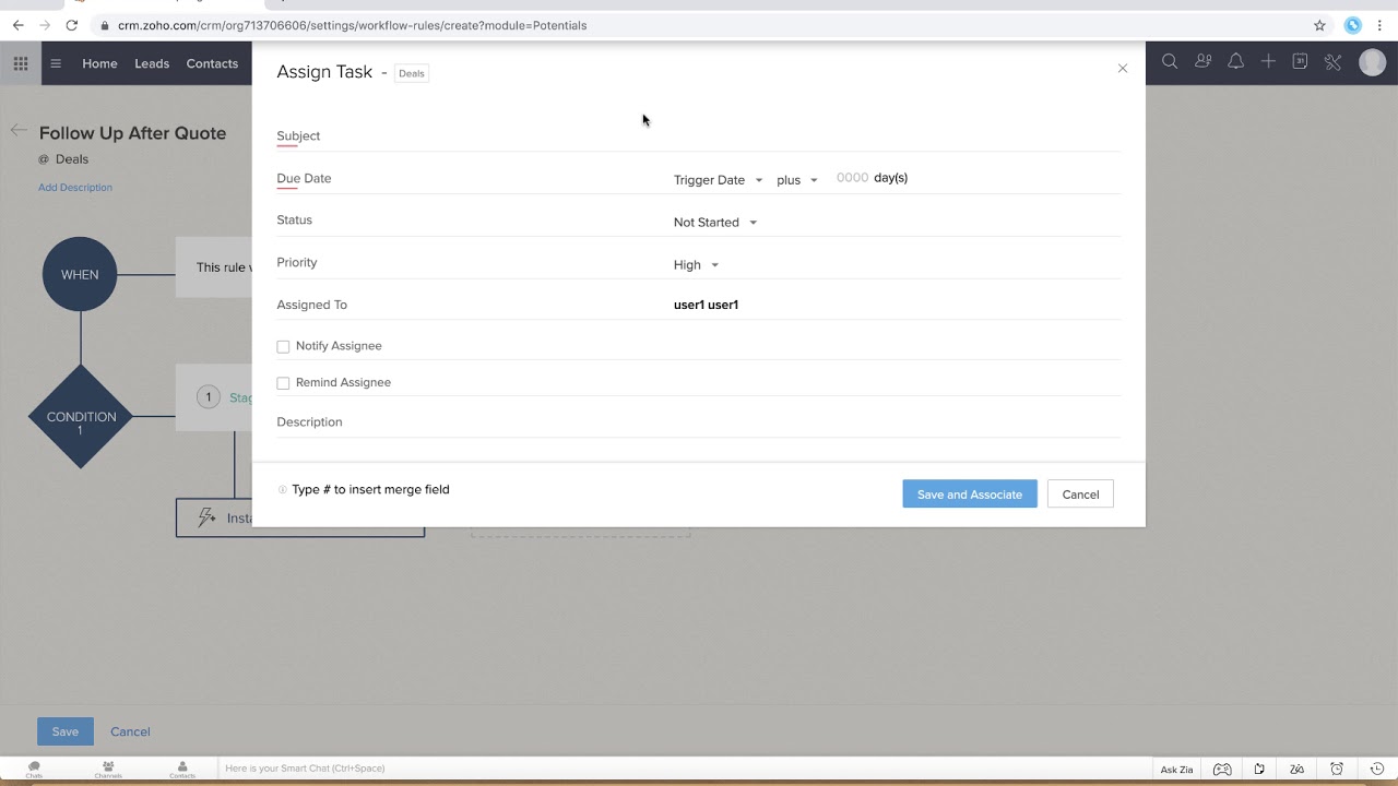 Zoho CRM Workflow for Deal Follow Up - YouTube