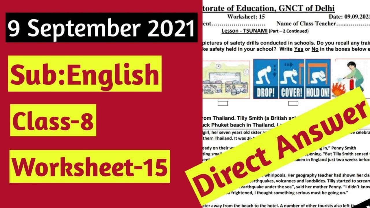Class 8 English Worksheet || 09/09/2021 || Worksheet No. 15 || Direct ...