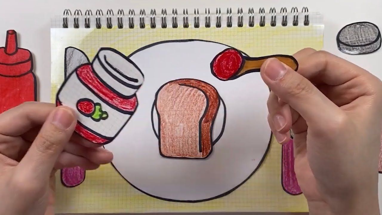 Paper DIY | Butter Toast Breakfast paper play | drawing ASMR - YouTube