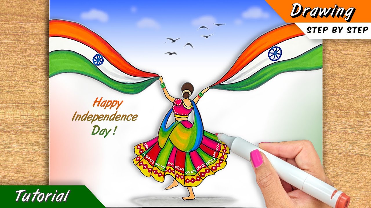 India Independence Day Poster Drawing Easy | 15 Aug Drawing Crafts ...