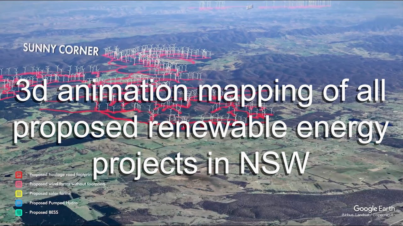 3d animation mapping of all proposed renewable energy projects in NSW ...