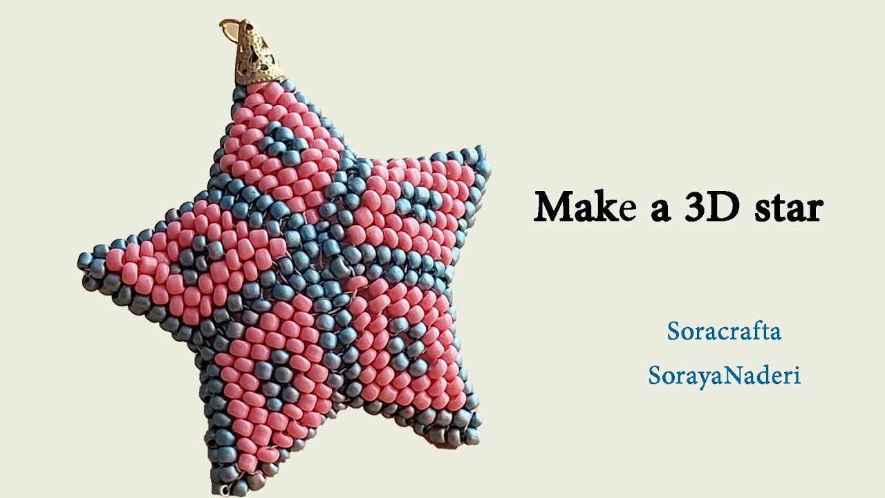 3D star tutorial with beads | 3D star earrings and necklace with beads | make a 3D beaded star ...