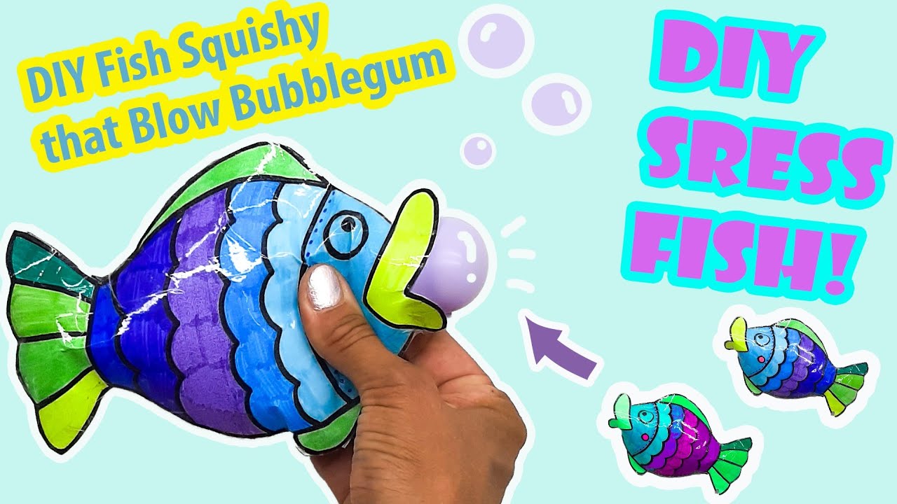 2 in 1 DIY Squishy FISH wthat Blow Bubblegum. Fidget toys/Антистресс ...