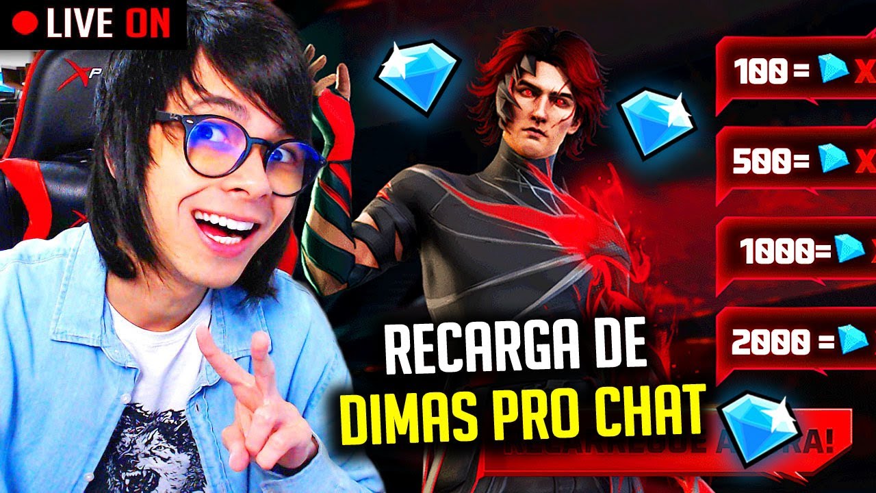 💎 FREE FIRE AO VIVO 💎 DOANDO DIAMANTES PRO CHAT 🎁 !dimas 🎁 JOGANDO COM ...