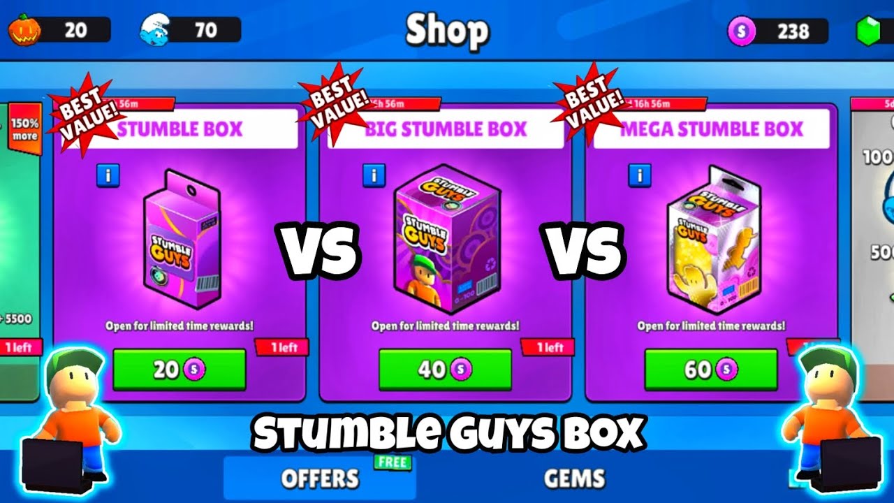 Stumble Box vs Big Stumble Box vs Mega Stumble Box - Stumble Guys - YouTube
