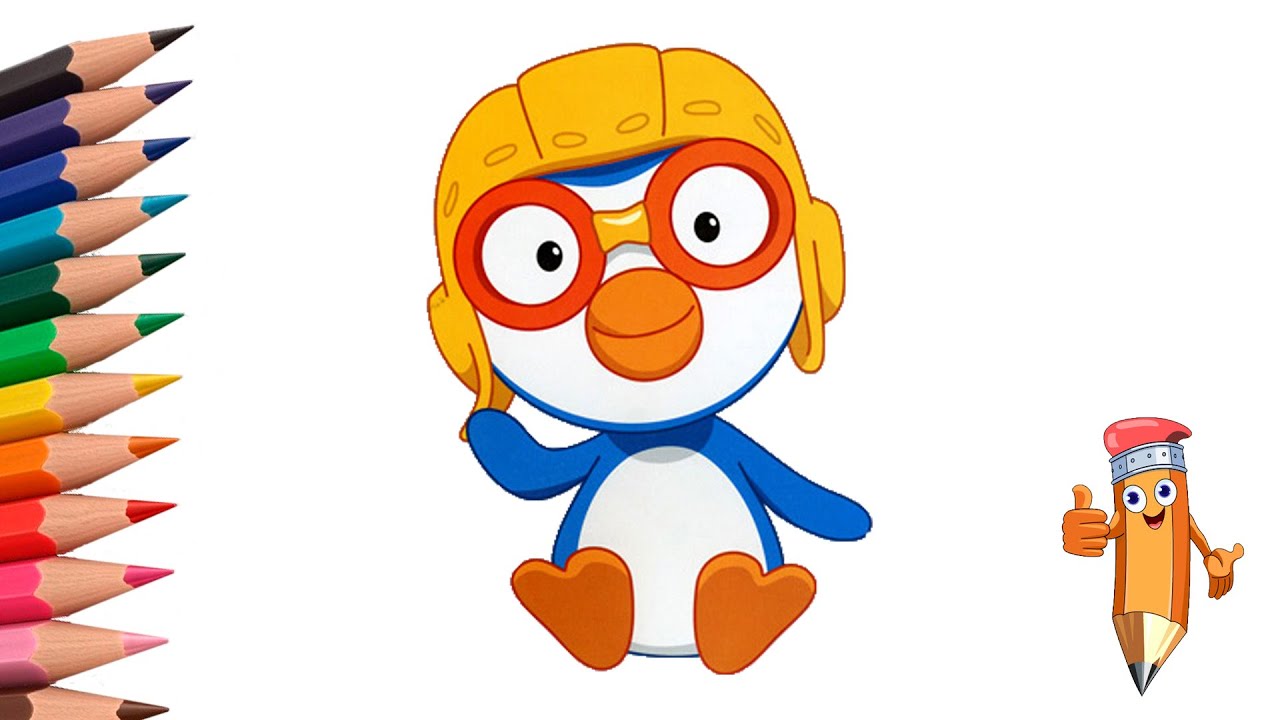 How to draw a fun Pororo the Little Penguin step by step - YouTube