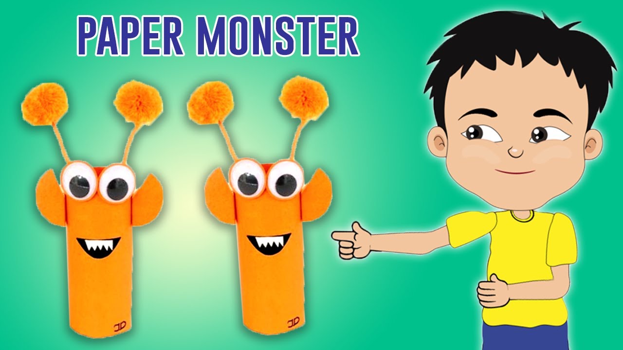 How To Make a Paper Monster | DIY Paper Monster Kids Craft | Cute Pom ...