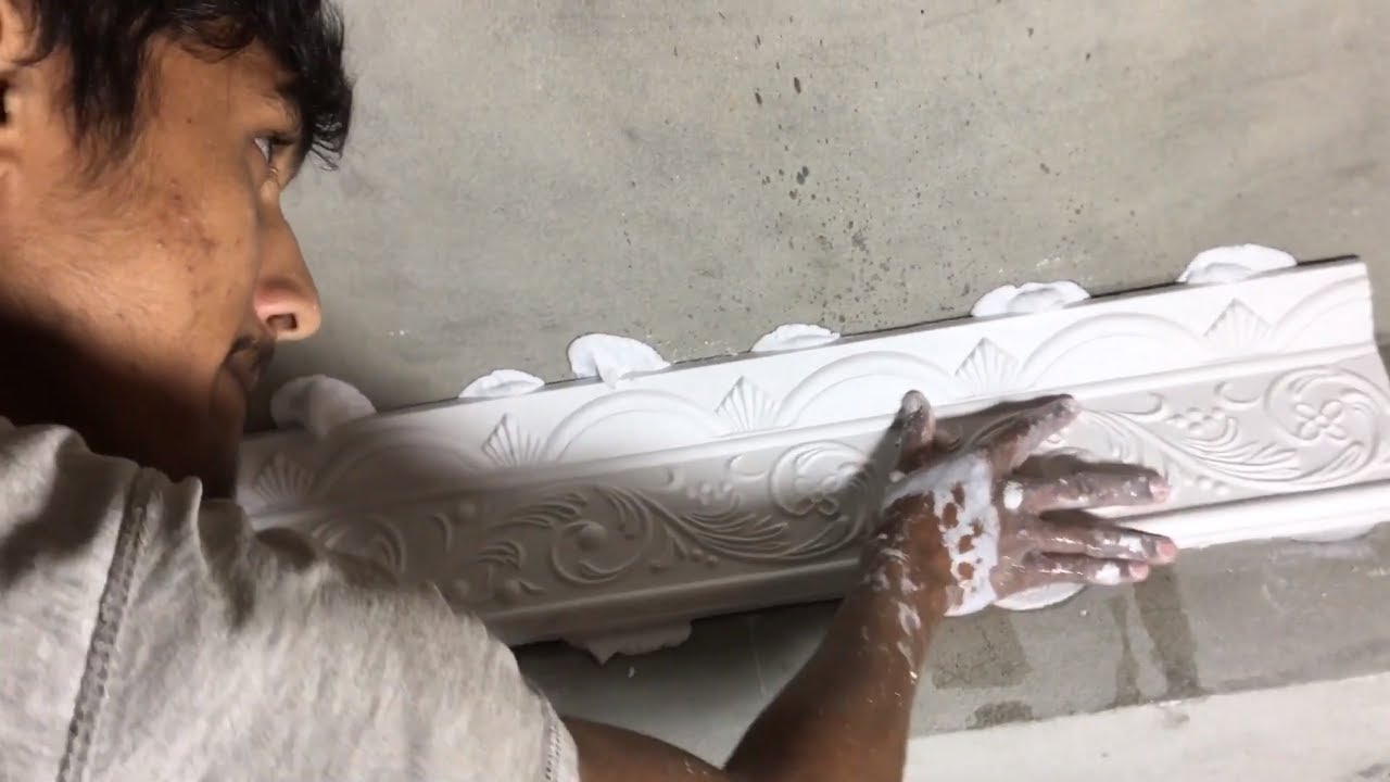 How to gypsum cornice fix a wavy using plaster after Fitting & crown ...