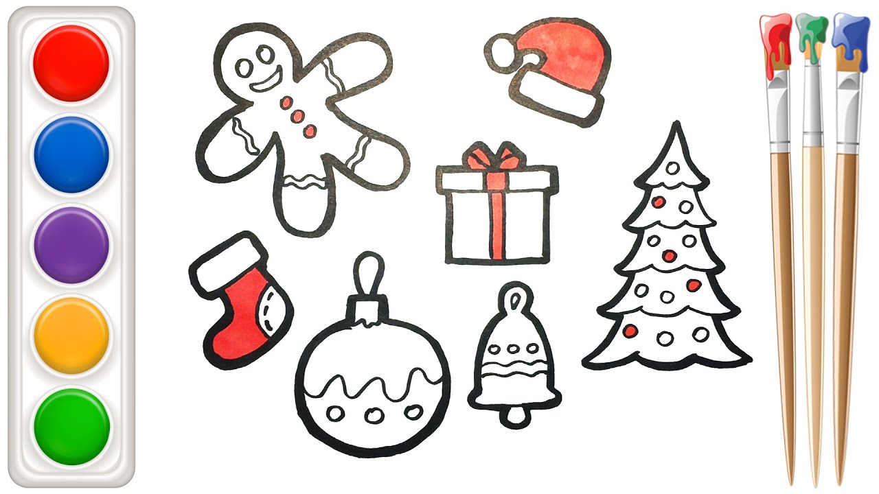 Christmas stuff: Drawing and Coloring for Kids - YouTube
