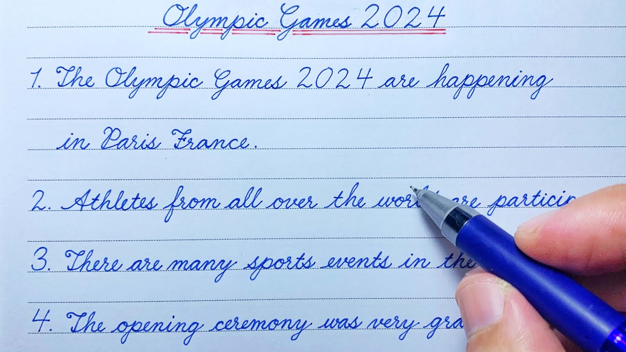 10 Lines on Olympic Games 2024 in Cursive writing | Cursive writing ...