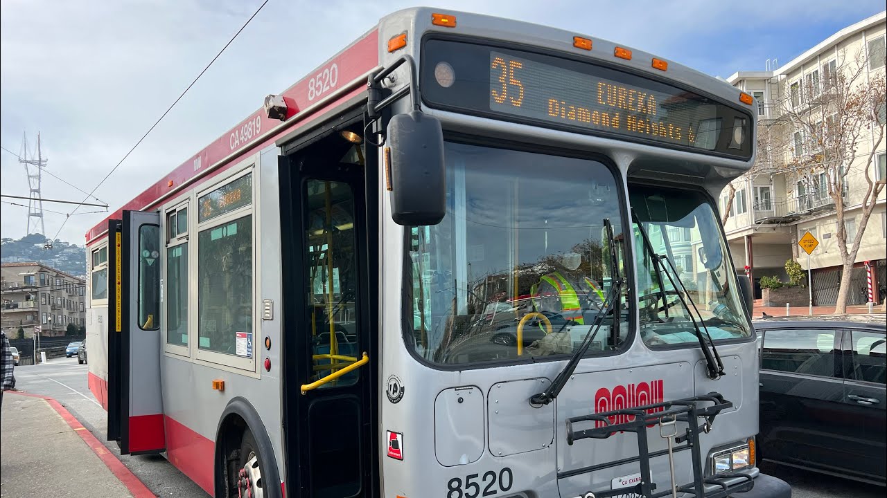 San Francisco MUNI 2007 Orion VII HEV 8520 on route 35 Eureka - YouTube