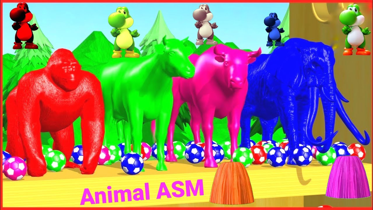 Elephant vs Zebra vs parrots vs Gorilla vs penguin vs dog vs horse run ...