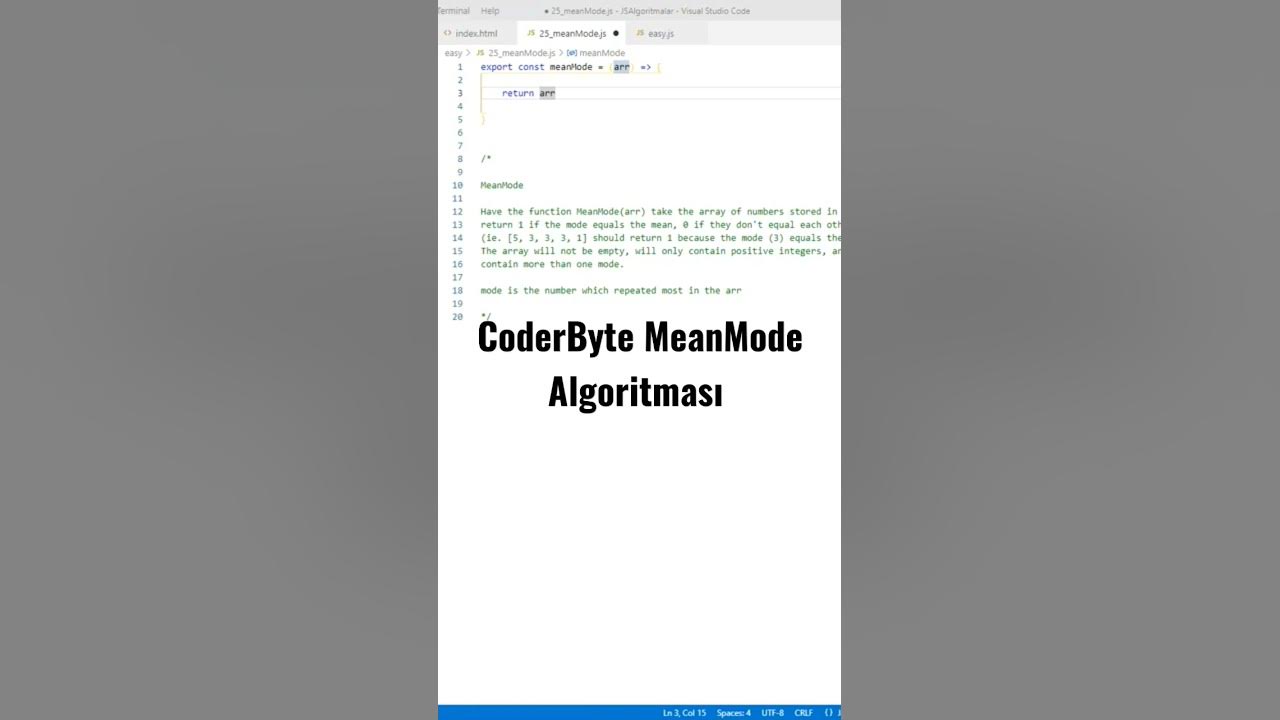 Javascript Ile Coderbyte Algoritma Sorularının Çözümleri Meanmode Youtube
