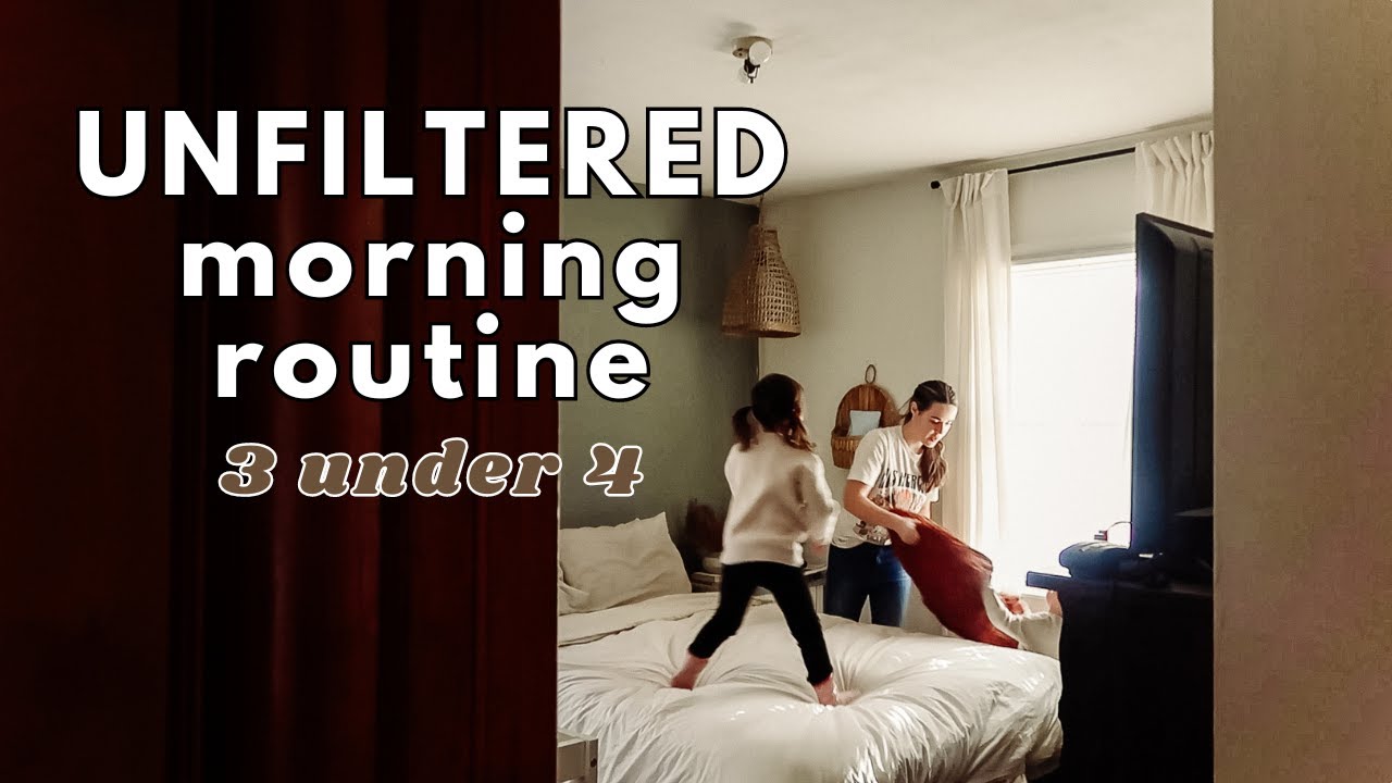 REALISTIC morning routine with 3 kids 4 and under - YouTube