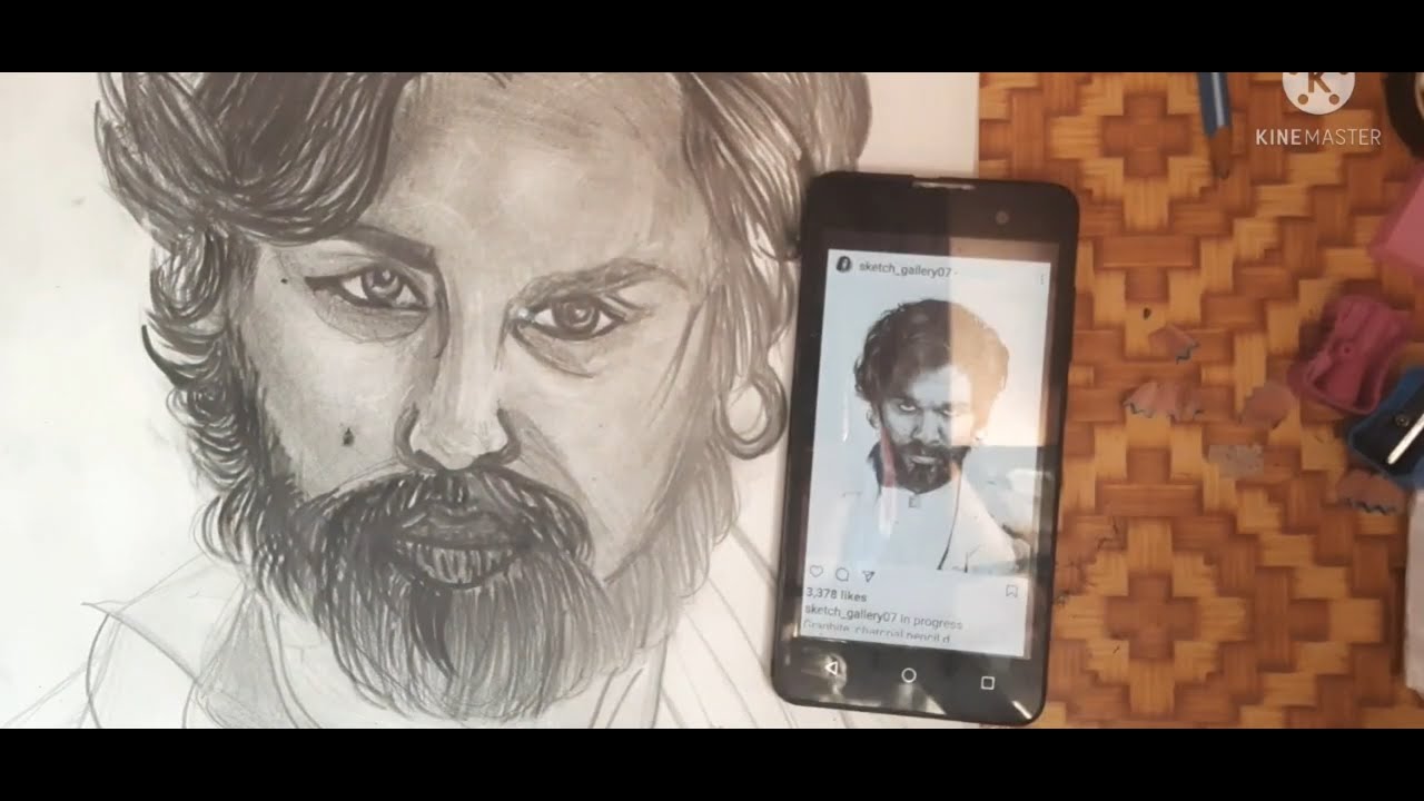 How to draw allu arjun pushpa drawing - YouTube