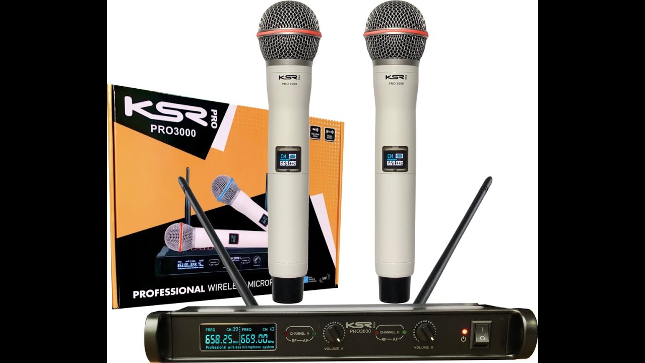 MICROFONE SEM FIO DUPLO BRANCO KSR PRO - PRO 3000 MÃO + MAO UHF - YouTube