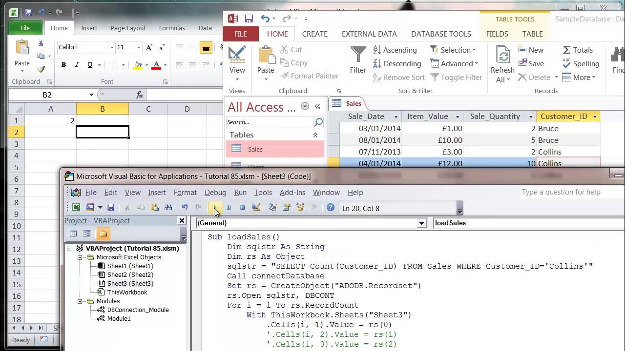 Excel 2010 VBA Tutorial 86 ADODB SQL Count and Sum - YouTube