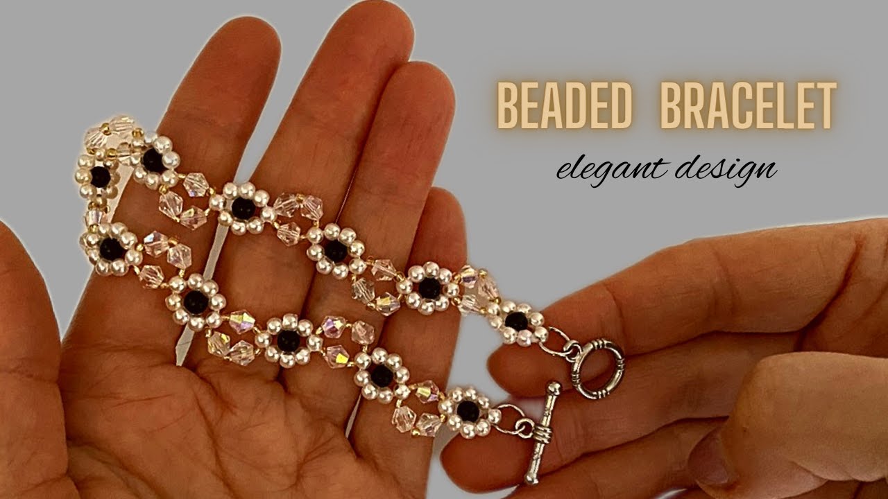 Crystal beads bracelet. Elegant design. Beading beginners pattern - YouTube