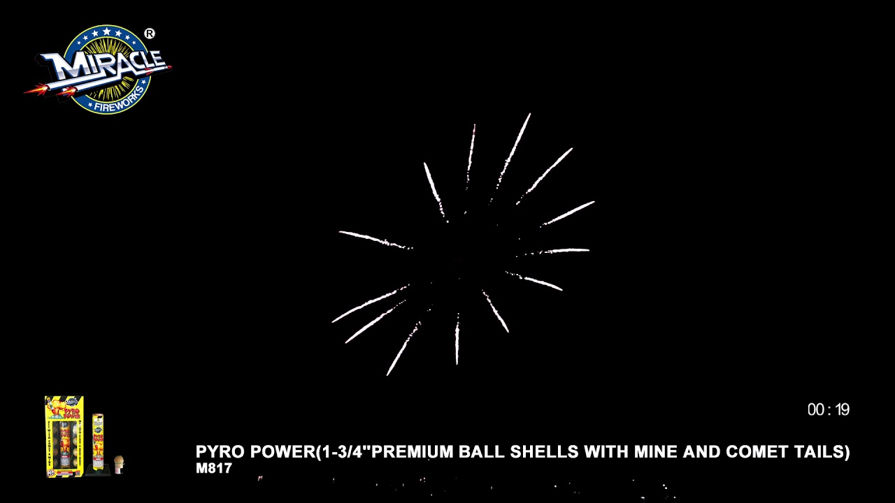 M817 PYRO POWER(1-3/4''PREMIUM BALL SHELLS WITH MINE AND COMET TAILS ...