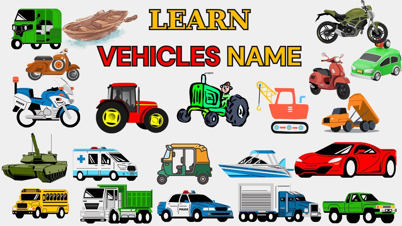 Learn Vehicles Name in English 🚁🚂| Transportation Vocabulary 🚗 |Types ...
