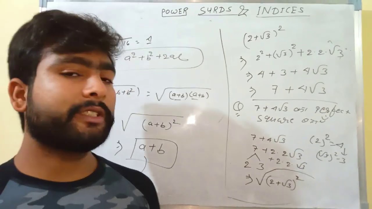 HOW TO FIND SQUARE ROOT IN SURDS INDICES POWER PART - 1 - YouTube