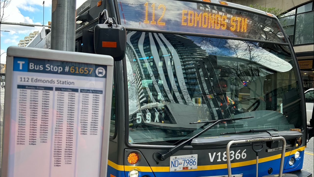 TransLink 2018 Nova bus LFS HEV V18366 on the 112 Edmonds station ...