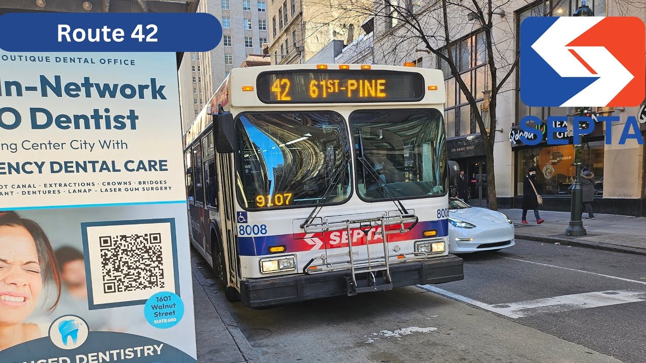 SEPTA - Ride Aboard 2005 New Flyer D40LF #8008 on Route 42 to 61st ...