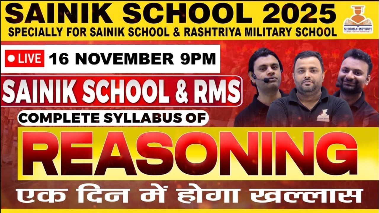 REASONING QUESTIONS || REASONING CLASS || SAINIK SCHOOL ONLINE COACHING ...