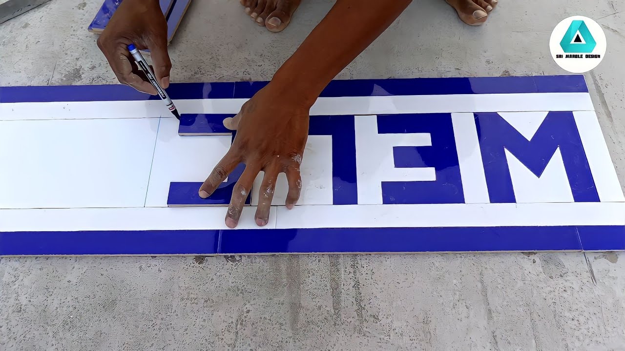 How To Make Tile Doormat Welcome Design / Tlie Design With Cutting Full ...
