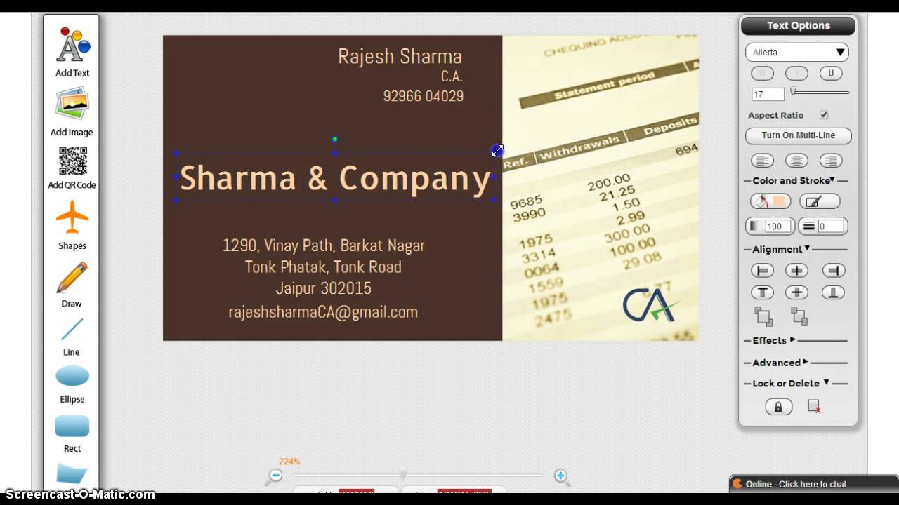 Chartered Accountant Visiting card - YouTube