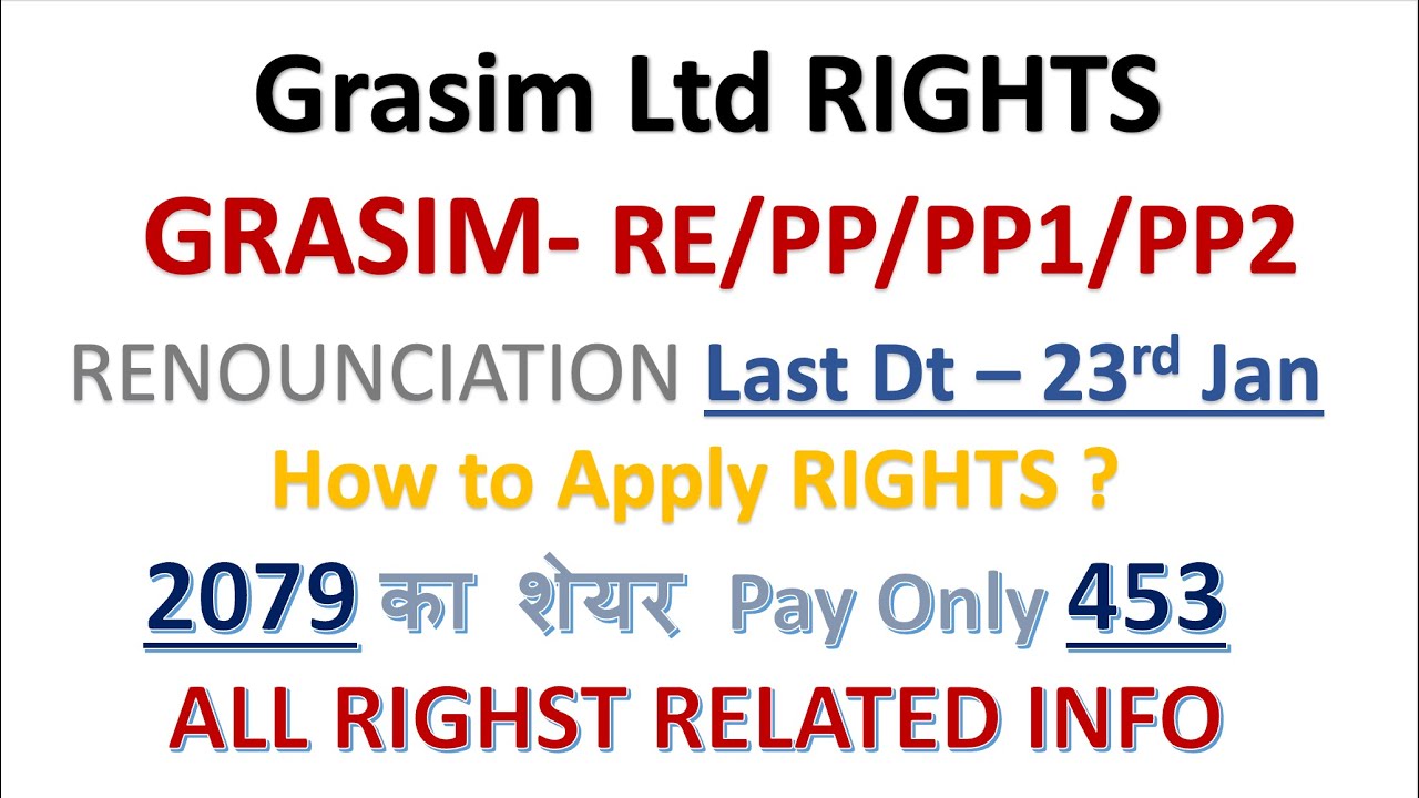 GRASIM RIGHTS ISSUE | GRASIM - RE | GRASIM - PP | GRASIM - PP1 | GRASIM ...