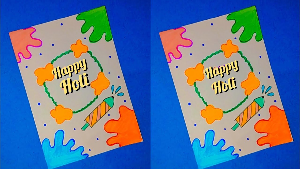 Easy & Beautiful White Paper Happy Holi Card/DIY Happy Holi Greeting ...