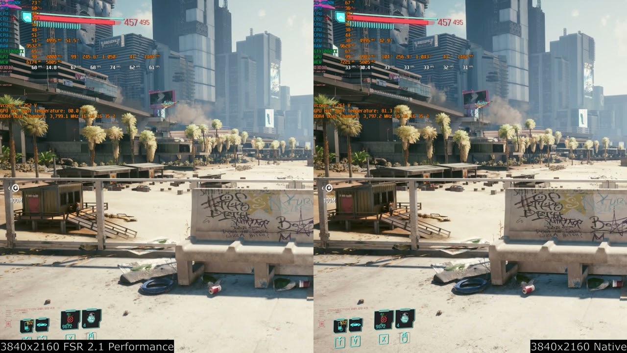 Cyberpunk 2077 - 4K FSR 2.1 Performance vs. 4K Native - Medium preset ...