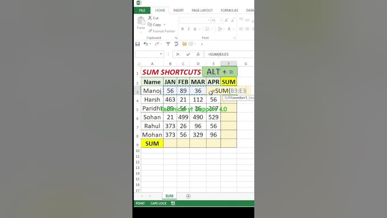 Ms excel me Autosum ka formula kaise use kareShort# - YouTube