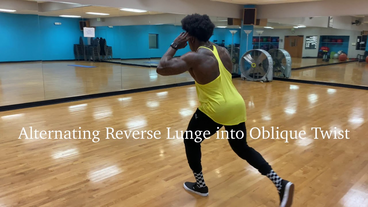 Alternating Reverse Lunge into Oblique Twist - YouTube