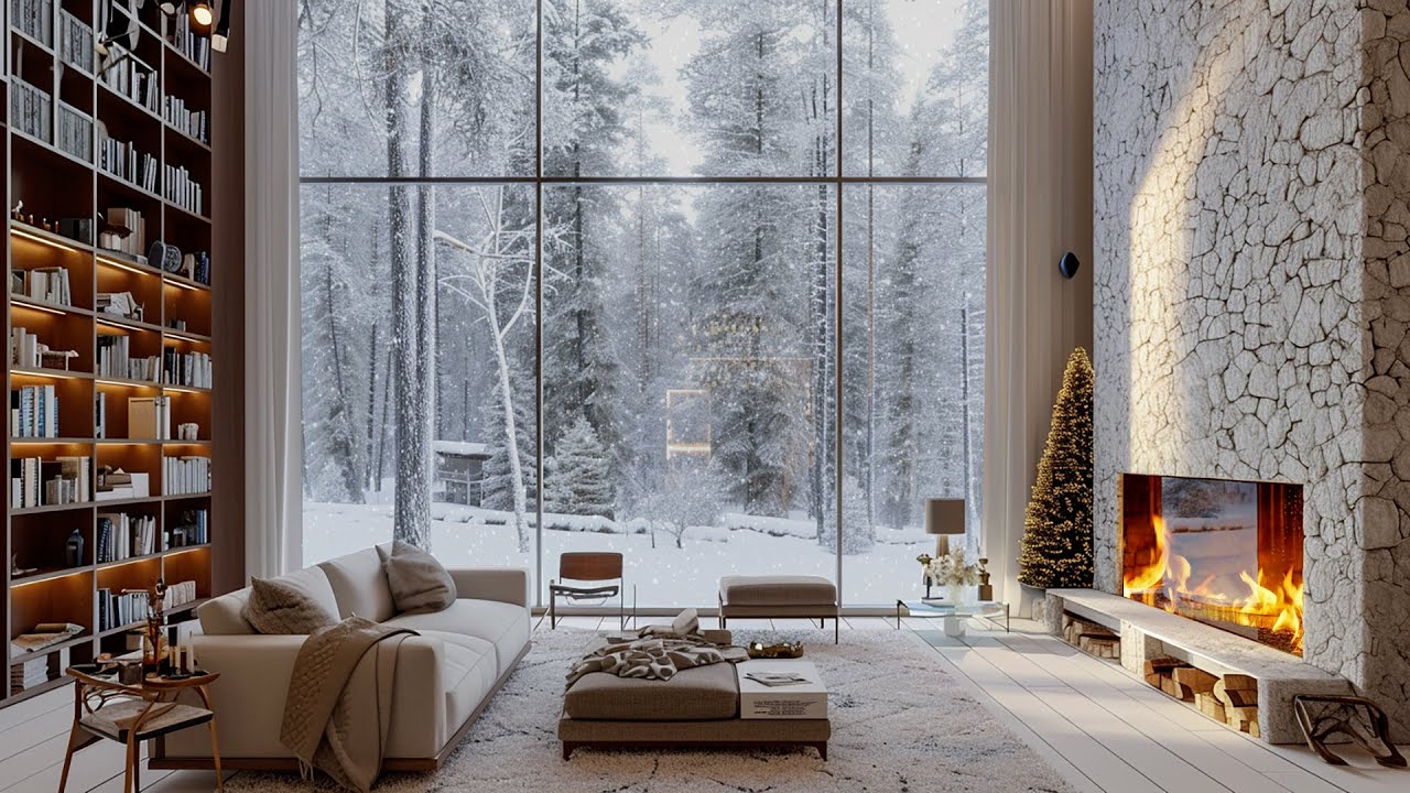 Winter Snowfall ASMR, Relaxing Forest Ambience | Healing Fireplace Sounds for Sleep Therapy ...