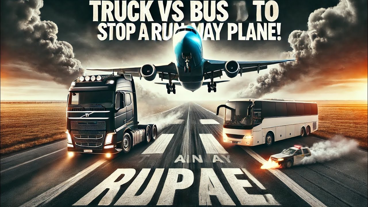 "Truck vs Bus to Stop a Runaway Plane!" - YouTube